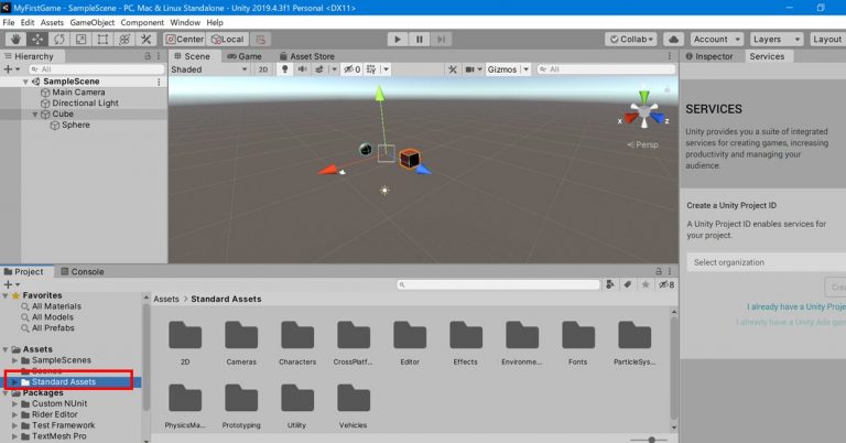 【Unity】 Standard Assetsのダウンロードとインポート – Obenkyolab